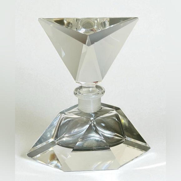 Other | Vintage Faceted Crystal Perfume Bottle With Geometric Diamond ...